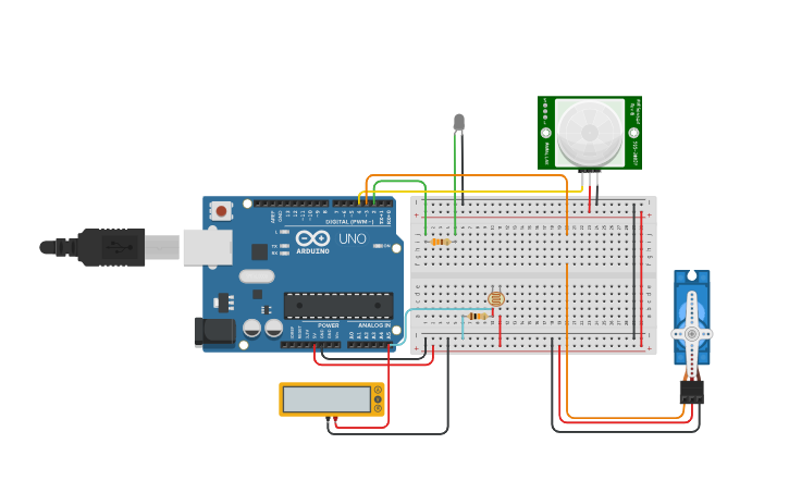 Circuit design Control de acceso con iluminación - Tinkercad