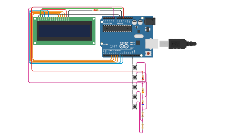 Circuit design Arduino Pantalla LCD - Tinkercad