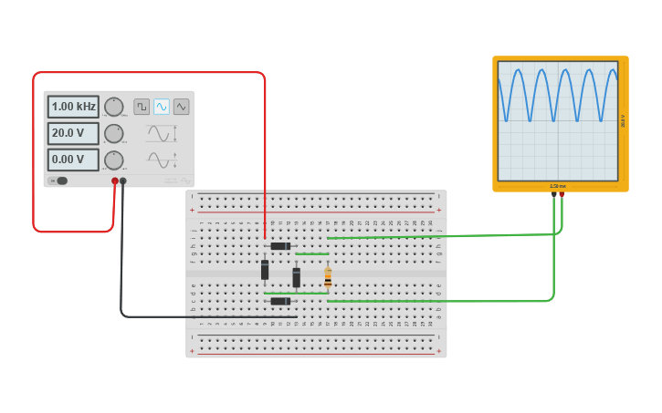 Circuit design Full wave rectifier - Tinkercad