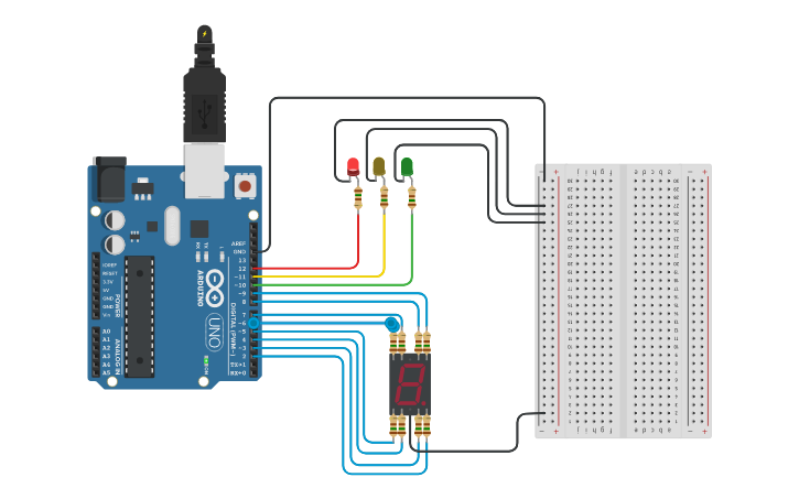 Circuit Design Semaforo Contador Tinkercad