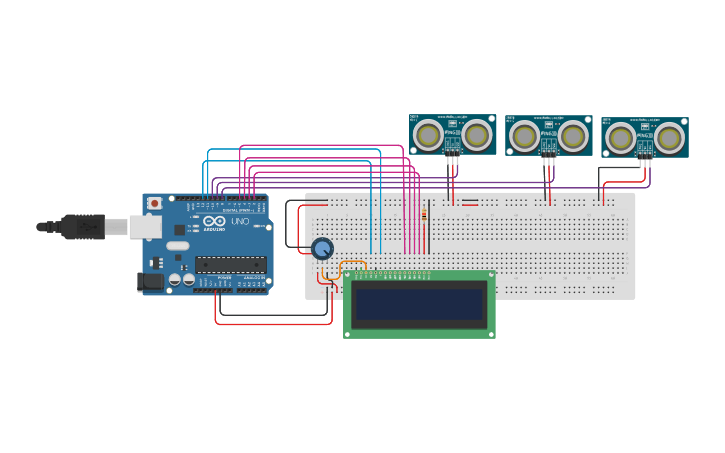 Circuit design Smart parking management system - Tinkercad