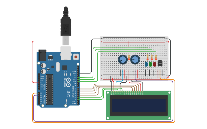 Circuit design Ejercicio practico examen parcial 1 | Tinkercad