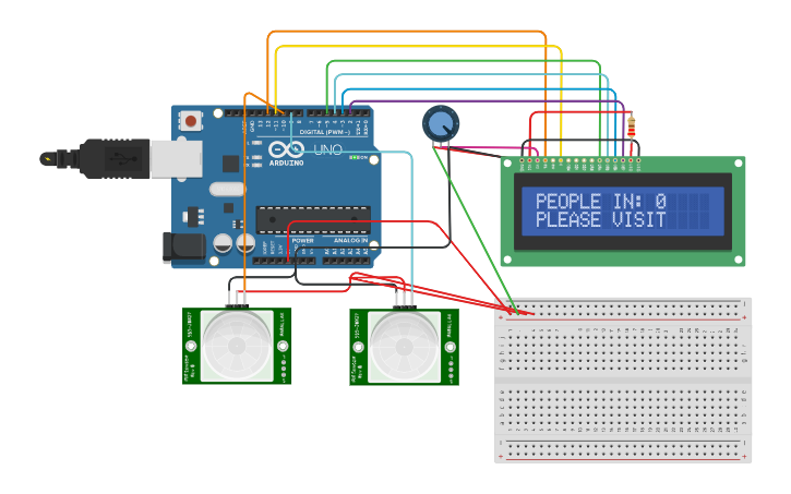 Circuit design Human Counting System - Tinkercad