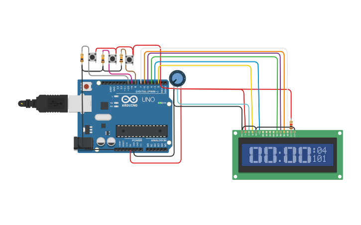 Circuit design horloge pelel - Tinkercad