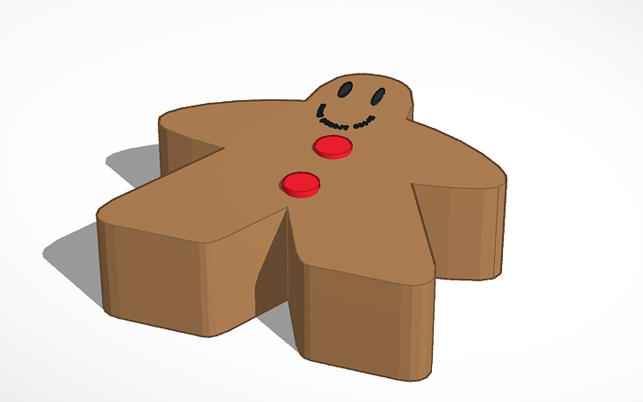 3D design A gingerbread man that is happy to be eaten soon!! - Tinkercad