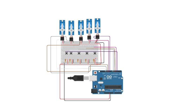 Circuit design Robotic Hand - Tinkercad