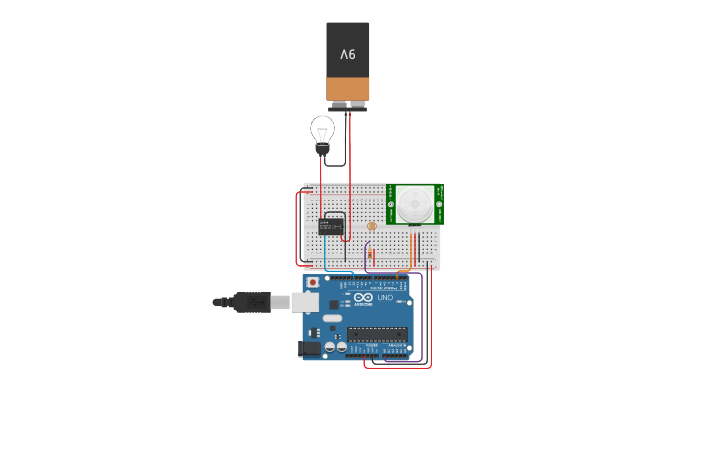 Circuit design AC Lamp using LDR and PIR Sensors - Tinkercad