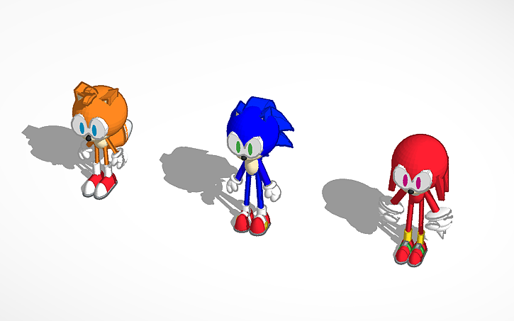 3D design Tails, Sonic, Knuckles - Tinkercad