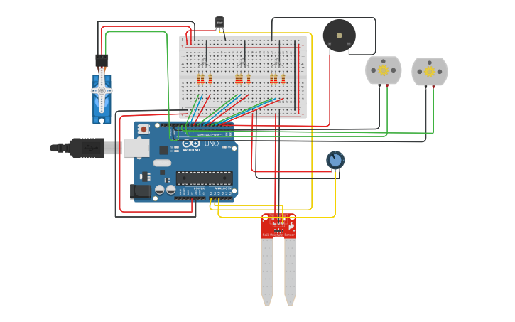 Circuit design Automated green house - Tinkercad