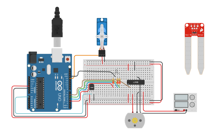 Circuit design M-E2:DC and Servo Motors | Tinkercad
