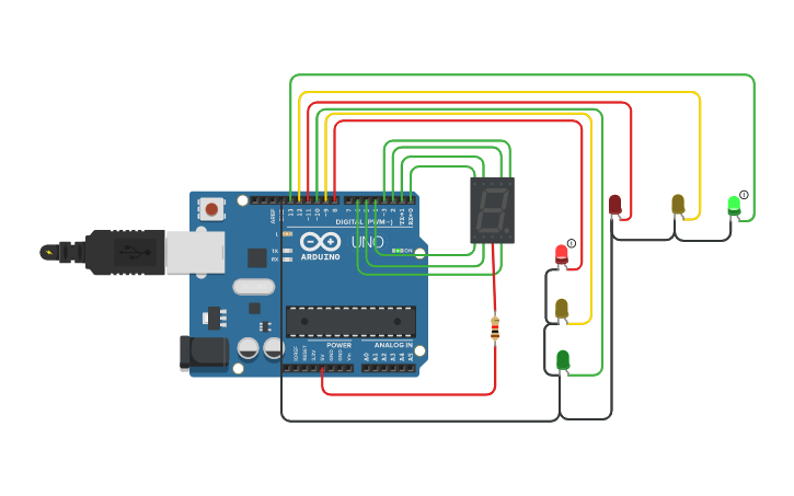 Circuit design Two Way Traffic Light - Tinkercad
