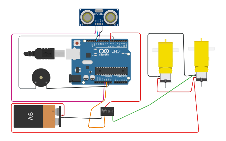 Circuit design Collision Avoiding Car - Tinkercad