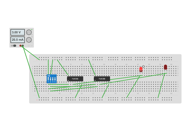 Circuit design Lab 7 - Half Adder - Tinkercad