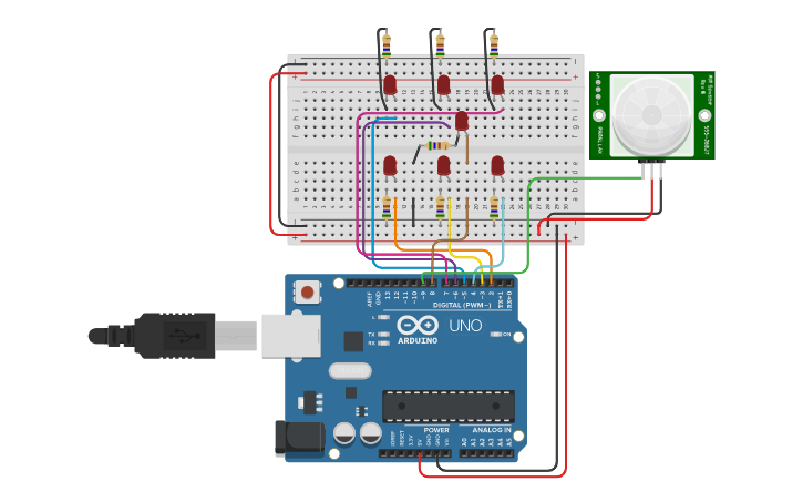 Circuit design Dado Elétrico | Tinkercad