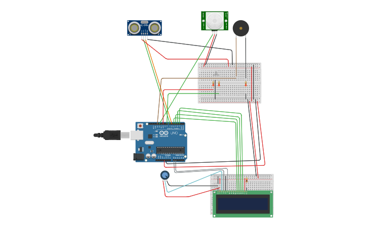 Circuit design social distance - Tinkercad