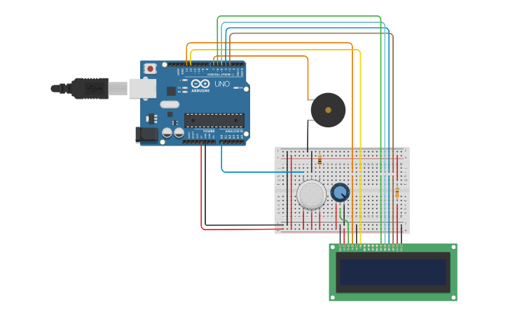 Circuit design Gas Sensor Application - Tinkercad
