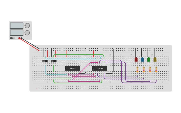 Circuit design 2:4 decoder - Tinkercad