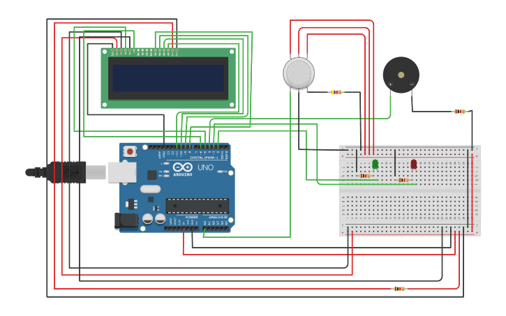 Circuit design LPG Gas Detection - Tinkercad