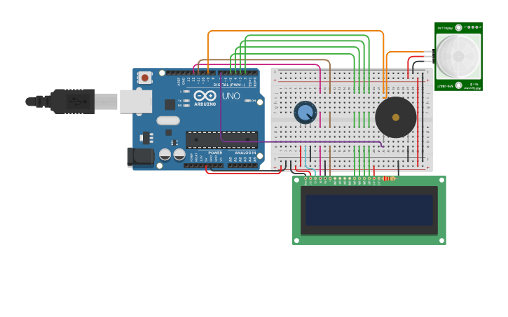 Circuit design Motion Detection Alarm System - Tinkercad