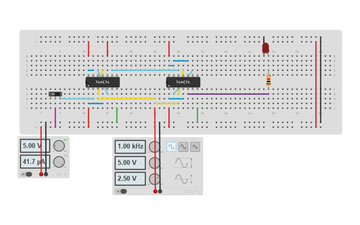 Circuit design Experiment - 10(Shift Register SISO) | Tinkercad