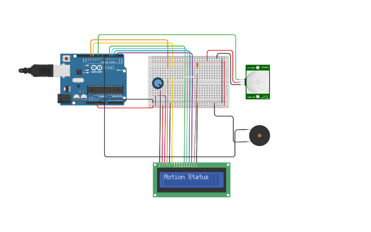Circuit design Securing Server Racks - Motion Sensor | Tinkercad