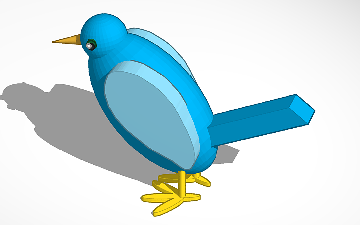 3D design simple blue bird - Tinkercad