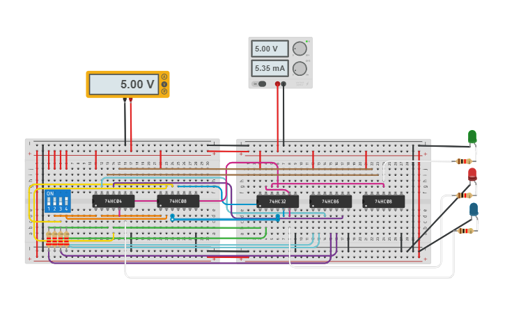 Circuit design Comparador 2 bits | Tinkercad