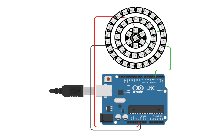 Circuit design NeoPixel Rings - Tinkercad