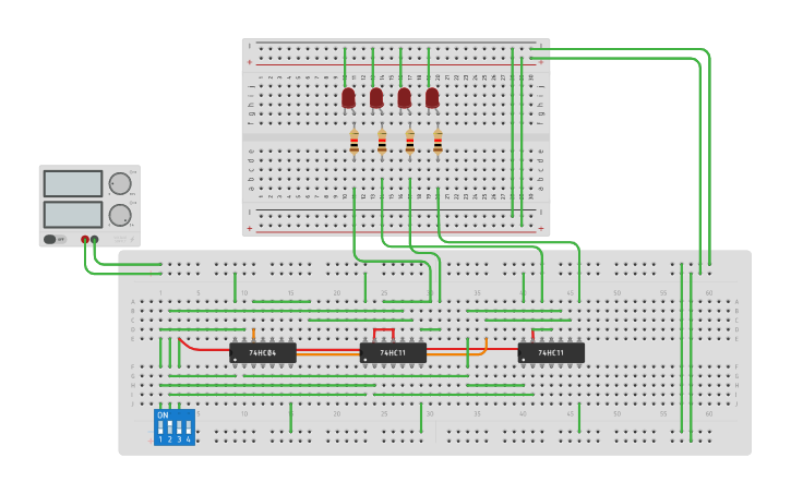 Circuit design 9. 2 to 4 decoder - Tinkercad