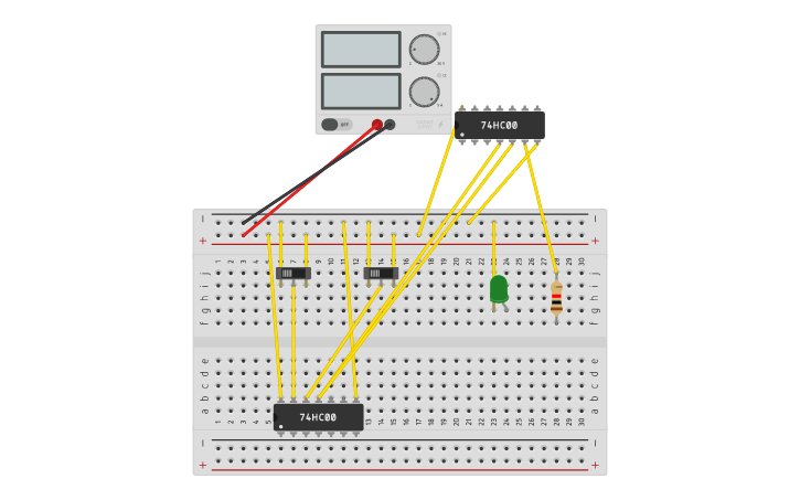 Circuit design AND USANDO NAND: | Tinkercad