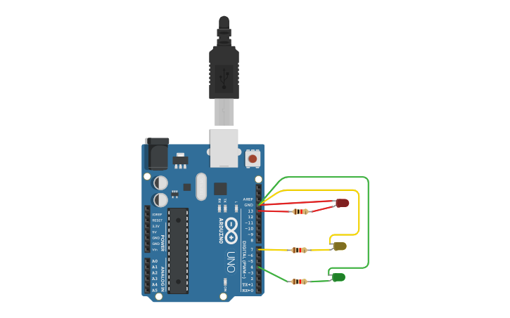 Circuit design SEMÁFORO | Tinkercad