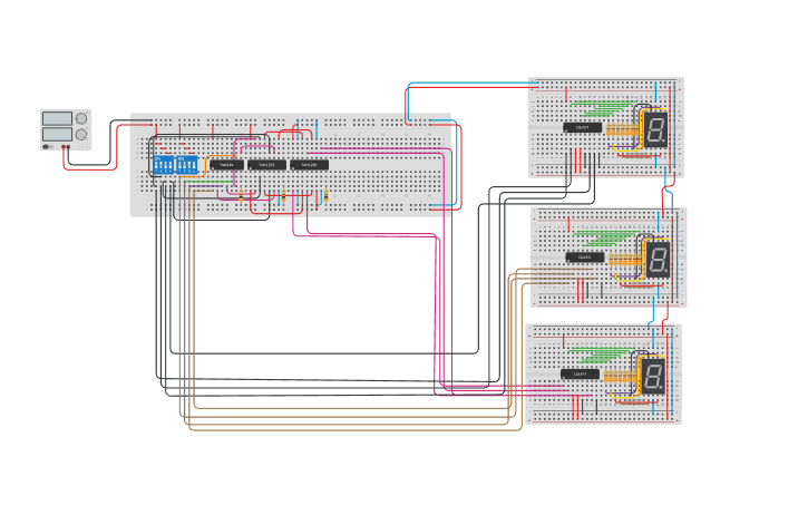 Circuit design Restador de 4 Bits + Display - Tinkercad