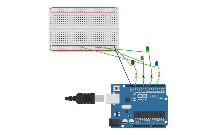 Circuit design 4 LED circuits | Tinkercad