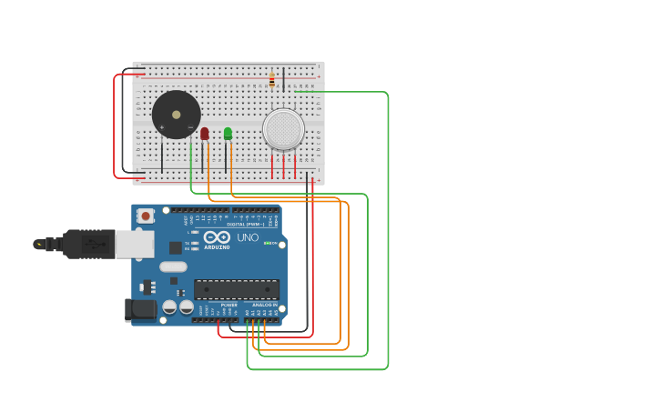 Circuit design lpg gas detector - Tinkercad