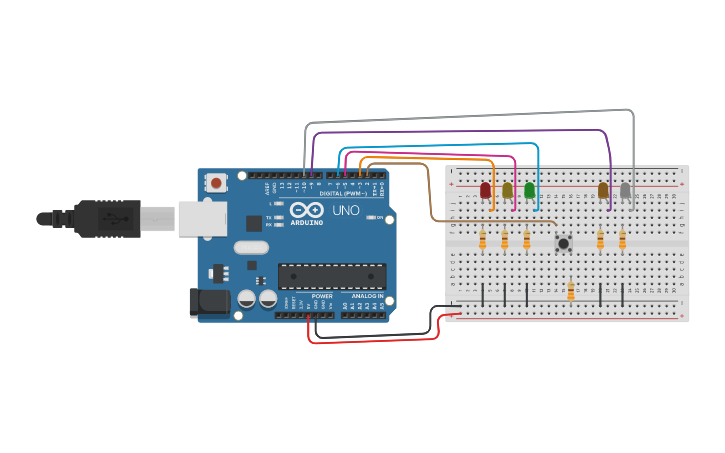 Circuit design Stop Lights Simulation - Tinkercad