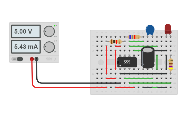 Circuit Design Blinker With 555 Tinkercad