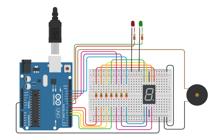 Circuit design 7 Segment - Tinkercad
