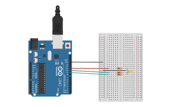 Circuit design 4B RGB Fade | Tinkercad