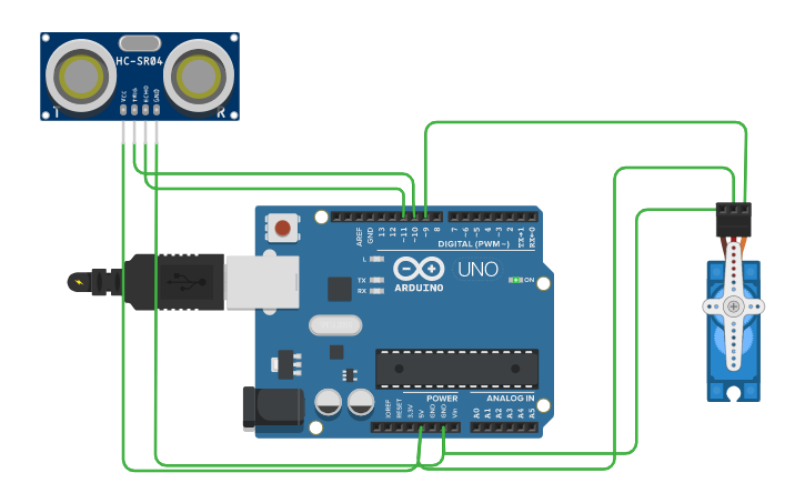 Circuit design Smart Dustbin - Tinkercad