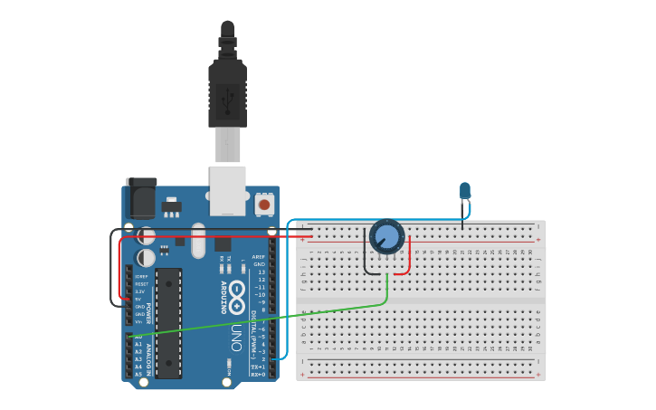 Circuit design Potentiometer - Tinkercad