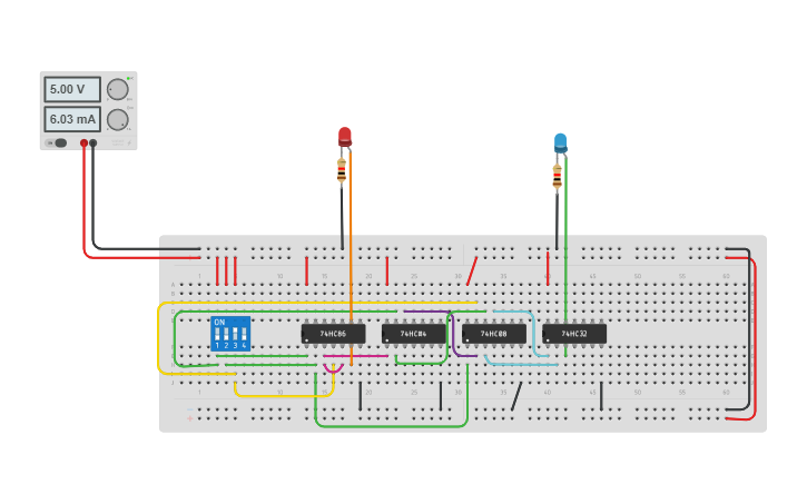 Circuit design full subtractor using basic gates | Tinkercad