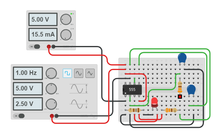 Circuit design 555 timer - Tinkercad