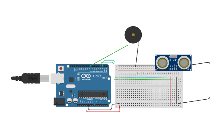 Circuit design Ultrasonic Sensor | Tinkercad