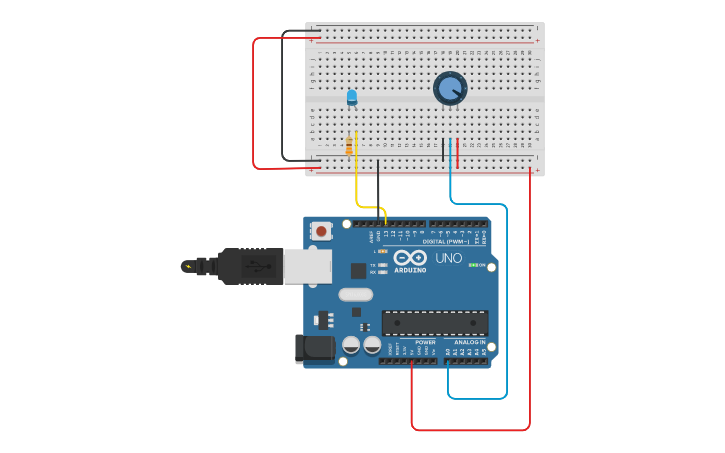 Circuit design Simple dimmer using a potentiometer - Nagamora | Tinkercad Circuit design Simple dimmer using a potentiometer - Nagamora | Tinkercad