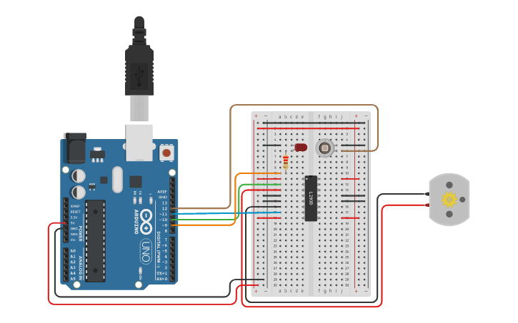 Circuit Design Jobsheet 3 Tes Sensor Infrared Dengan Motor Dc Tinkercad