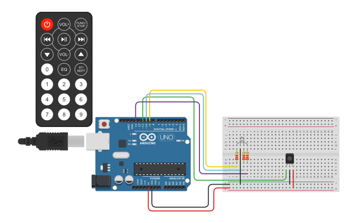 Circuit design IR_Remote_RGB_LED - Tinkercad