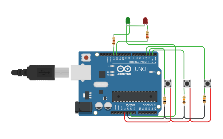 Circuit design Bouton poussoir - Tinkercad
