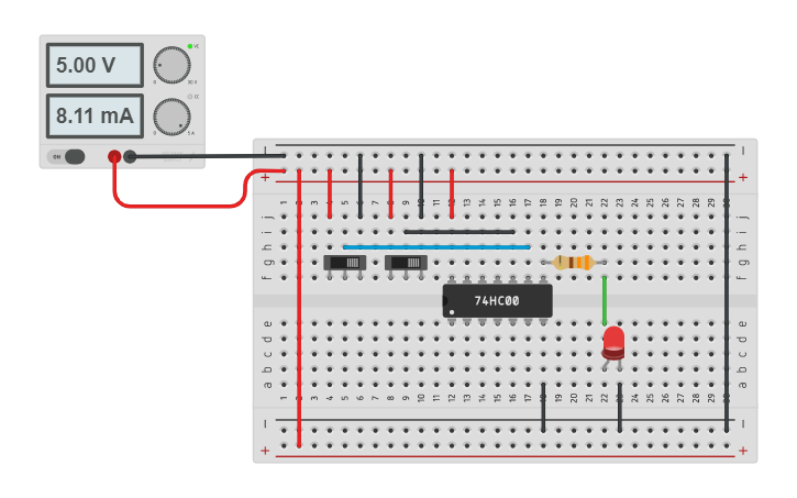 Circuit design 74HC00 - Tinkercad