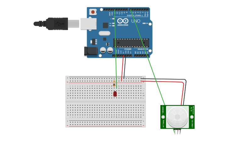 Circuit design sensor de movimiento - Tinkercad