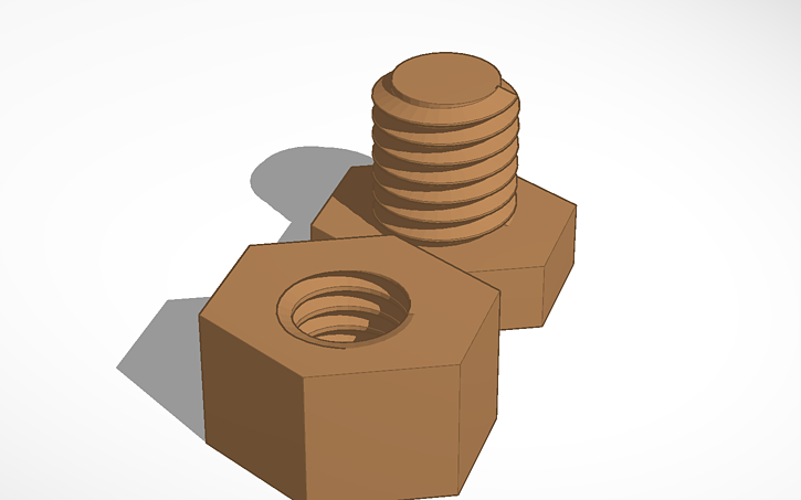 3D design Nut and bolt - Tinkercad